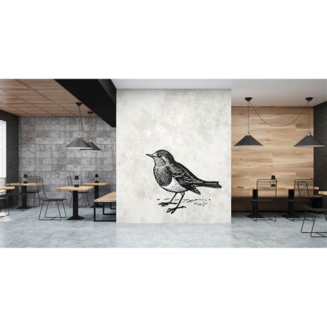 Fototapete Vlies Vogel Spatz Natur Putz Grau Premium
