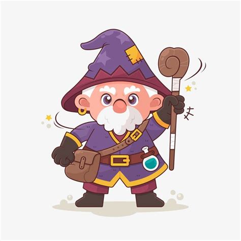 Ilustración de mago de dibujos animados dibujada a mano Vector Gratis