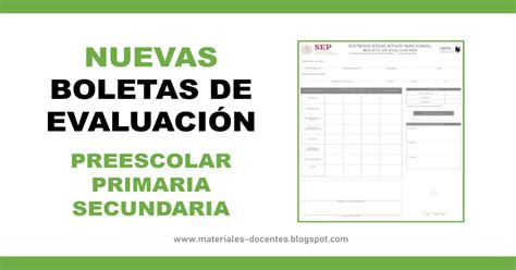 Boletas de evaluación 2018 2019 Materiales para Docentes Materiales