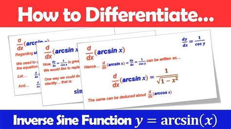 how to differentiate the arcsin x function inverse trig differentiation proof youtube