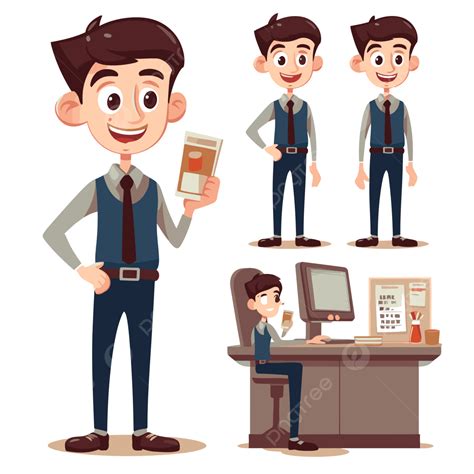 Empleado Clipart Personaje De Dibujos Animados Oficinista De Dibujos