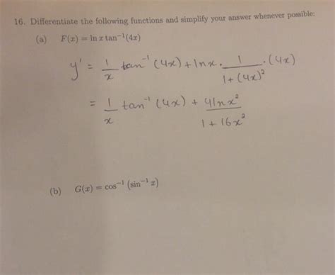 solved differentiate the following functions and simplify