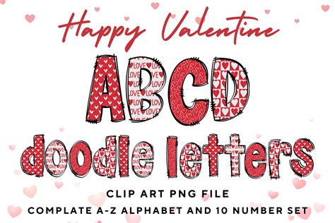 Valentine S Day Doodle Alphabet Letters Graphic By Paepaeshop168