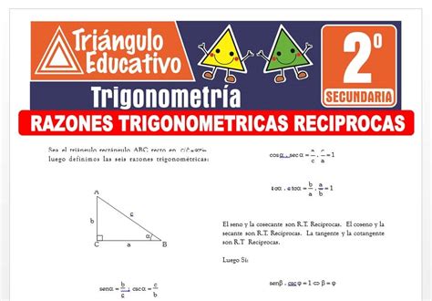 Ejercicios de Razones Trigonométricas Recíprocas para Segundo de