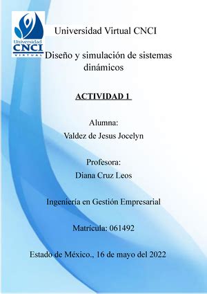 Actividad 2 Diseño y simulación de sistemas dinámicos Universidad