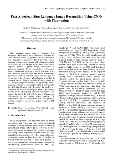 pdf fast american sign language image recognition using cnns with fine tuning