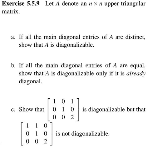 solved exercise 5 5 9 let a denote an n×n upper triangular