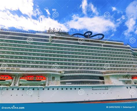 MSC Seashore Cruise Ship Docked At Tropical Island Ocean Cay Bahamas