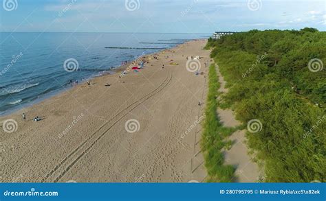 Beach Baltic Sea Dziwnow Plaza Morze Baltyckie Aerial View Poland Stock