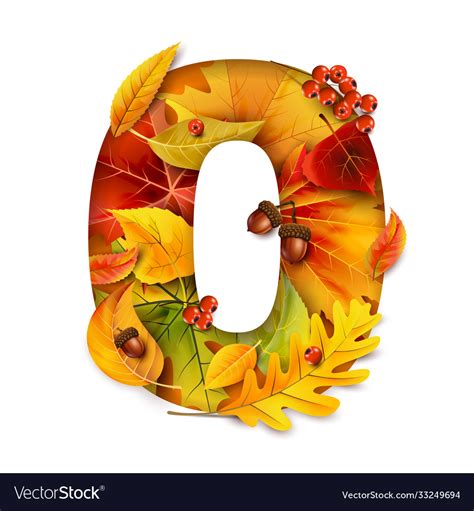 Autumn Stylized Alphabet Digit 0 Royalty Free Vector Image