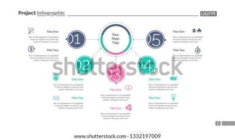 Five Points Process Chart Slide Template Stock Vector Royalty Free