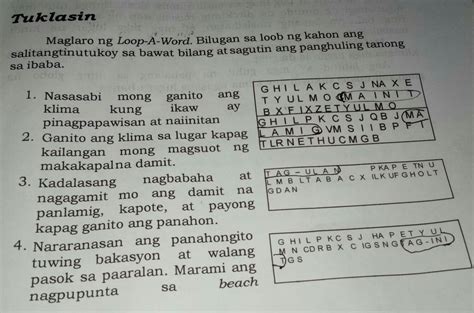Pamprosesong Tanong 1 Ano Anong Klima Ang Nabuo Mo Mula Sa Mga Salita