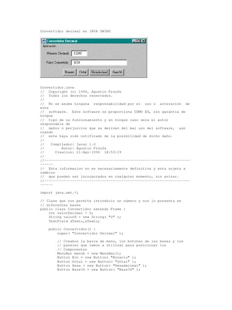 convertidor decimal en java swing pdf java lenguaje de