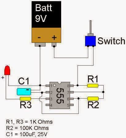 Flashing Led Using 555 Timer Circuit Diagram