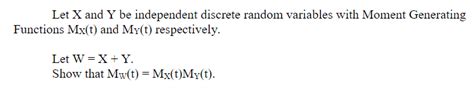 solved let x and y be independent discrete random variables