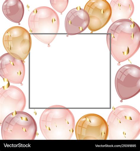Gold Balloons And Confetti Background