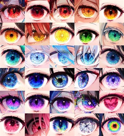 Many Different Colored Eyes With Long Eyelashes
