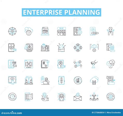 Enterprise Planning Linear Icons Set Strategy Budgeting Forecasting