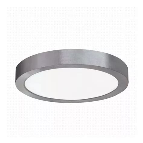 Panel Plafon Led Aplicar W Cuadrado Redondo Acero Platil En Venta