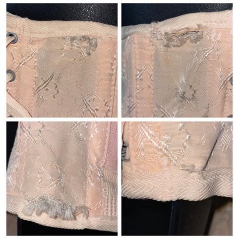 Vintage S Carol Brent Pinky Peach Lace Up Brocade Corset M Pink