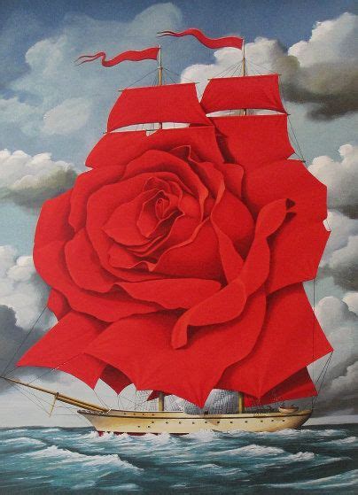 Red Rose Ship 2007 By Rafal Olbinski For Sale On Art Brokerage