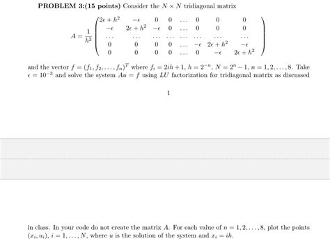 problem 3 15 points consider the n x n tridiagonal