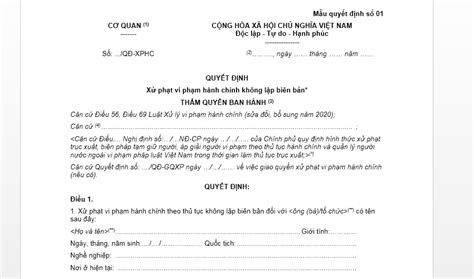 Tham khảo và tải ngay Mẫu quyết định xử phạt vi phạm hành chính mà bạn cần