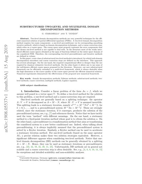 pdf substructured two level and multilevel domain decomposition methods