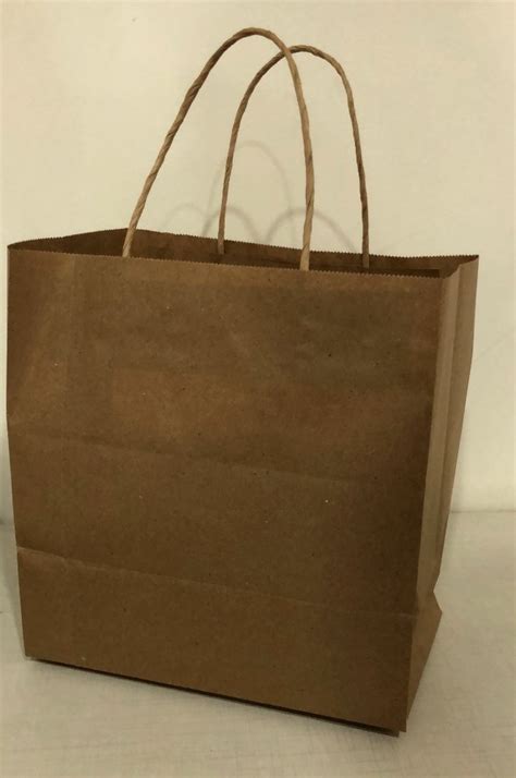 Handled Brown Paper Carry Bags For Hotels And Bakeries Bag Size