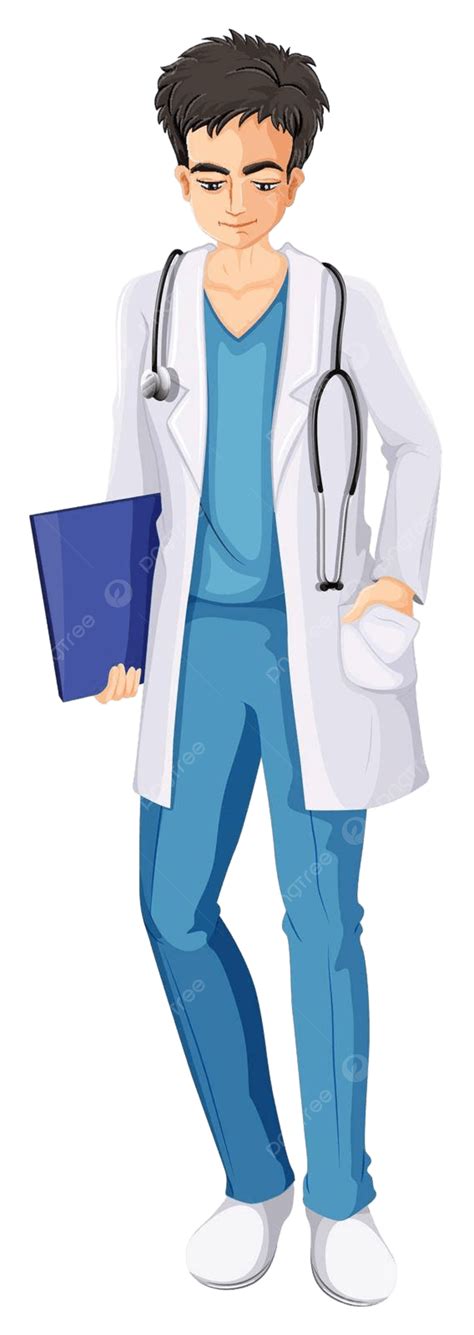 Doctor With Stethoscope And White Gown Lifestyle Graphic Drawing Vector