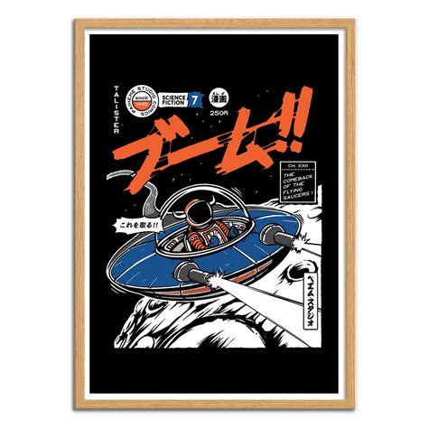 Affiche D Art Pop Culture Japonaise Flying Saucers Par Paiheme Studio