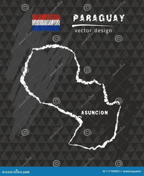 Mapa De Paraguay Dibujo De La Pluma Del Vector En Fondo Negro