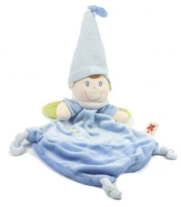 Doudou plat Lutin fée bleu feuilles ailes vertes Nicotoy 579 8167