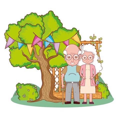 Abuelos Lindos Pareja De Dibujos Animados Vector Premium
