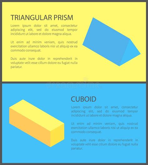 triangular prism and cuboid geometric collection stock vector illustration of concept frame