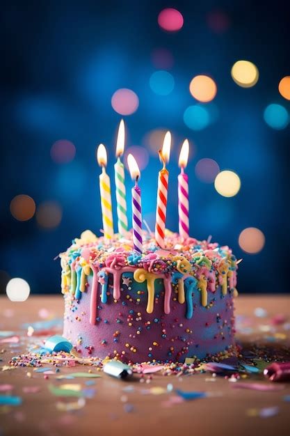 Delicioso pastel de cumpleaños con velas Foto Gratis