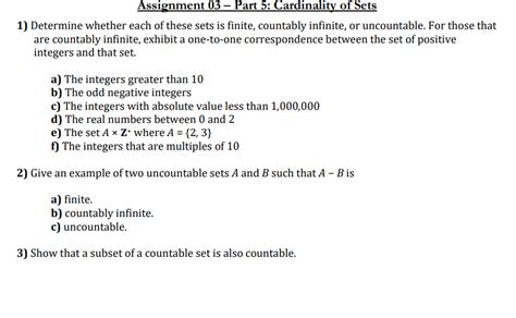 solved 1 determine whether each of these sets is finite