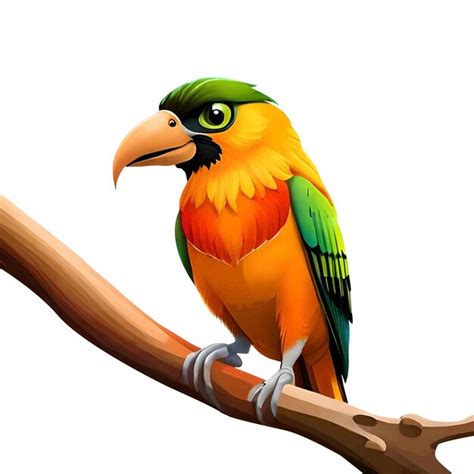 Ilustração vetorial bonito desenho animado de arara sentado no galho