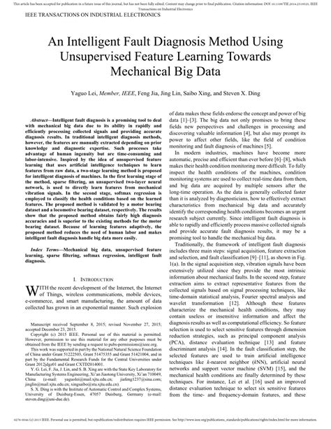 pdf an intelligent fault diagnosis method using unsupervised feature learning towards