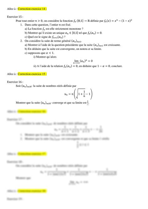 SOLUTION Exercices Corrig S Suites R Elles Studypool