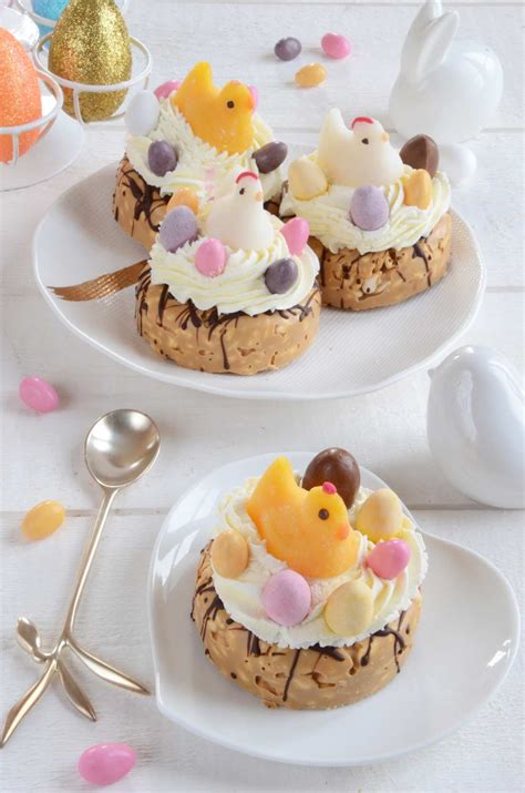 Nids de Pâques chocolat Dulcey et riz soufflé