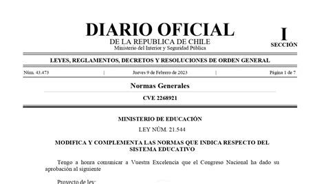 Documento Oficial Se Public En El Diario Oficial La Ley Que Modifica