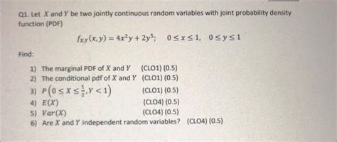 solved q1 let x and y be two jointly continuous random