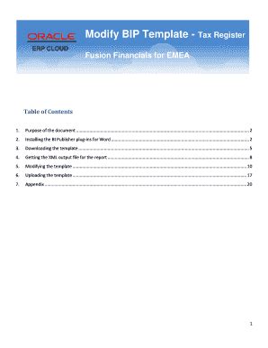 Fillable Online Modify BIP Template Tax Register Fax Email Print