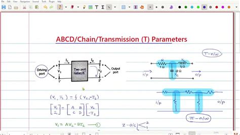 abcd or t parameters for 2 port networks in hindi youtube