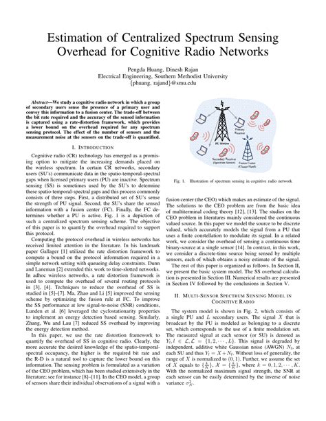 pdf estimation of centralized spectrum sensing overhead for cognitive radio