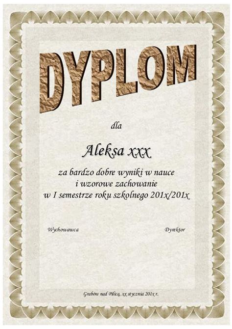 Dyplomy Wzory Zesp Szk W Grabowie Nad Pilic