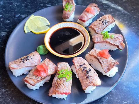Homemade Torched Black Angus Nigiri R Food