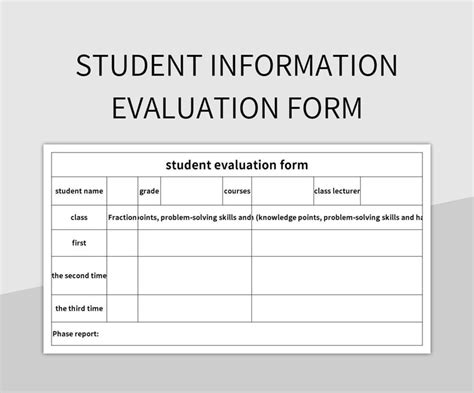 Student Information Evaluation Form Excel Template And Google Sheets