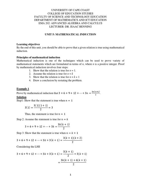 unit 5 mathematical induction pdf mathematical proof logic